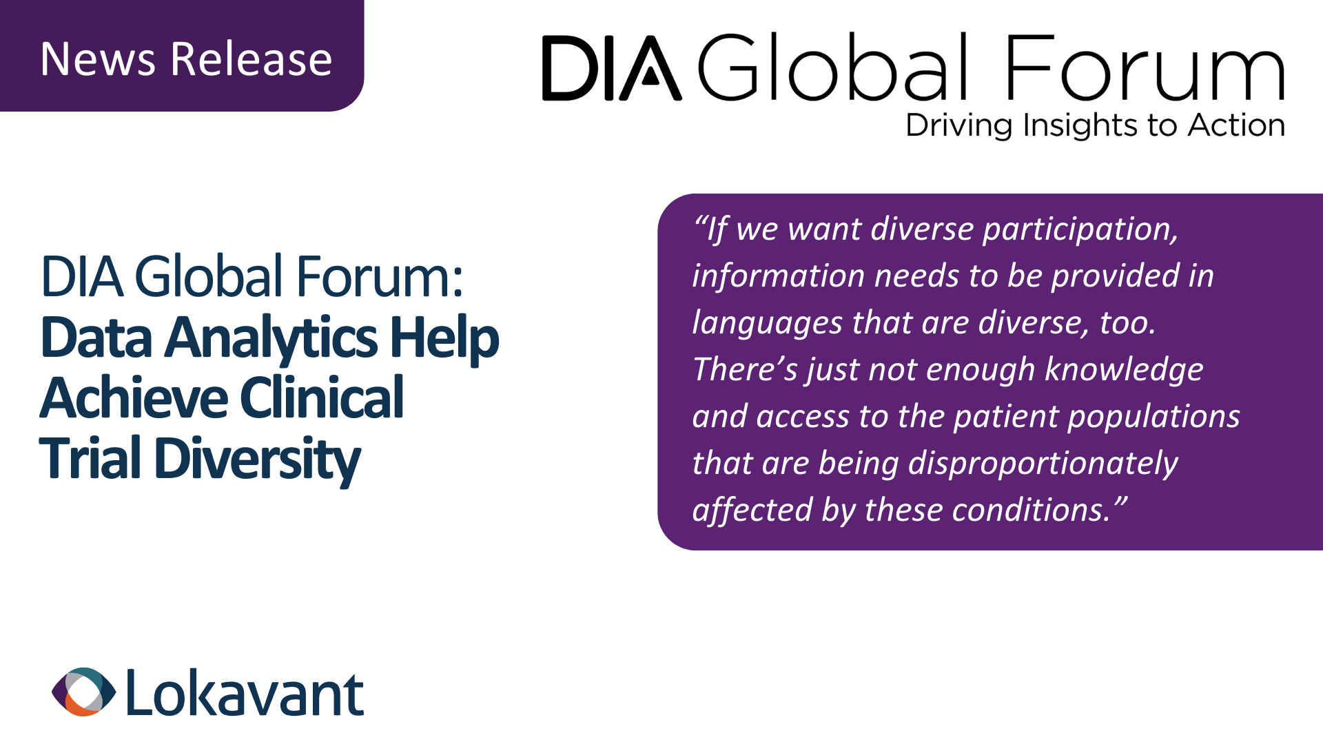 DIA Global Forum: Data Analytics Help Achieve Clinical Trial Diversity